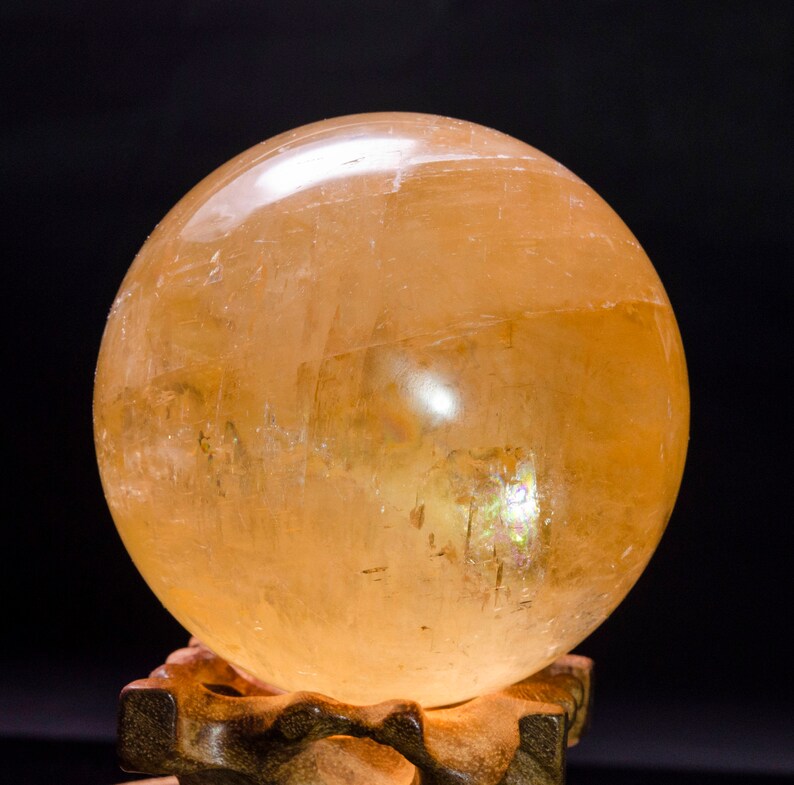 AAA Honey Optical Calcite Quartz Sphere/yellow Viking Rainbow - Etsy