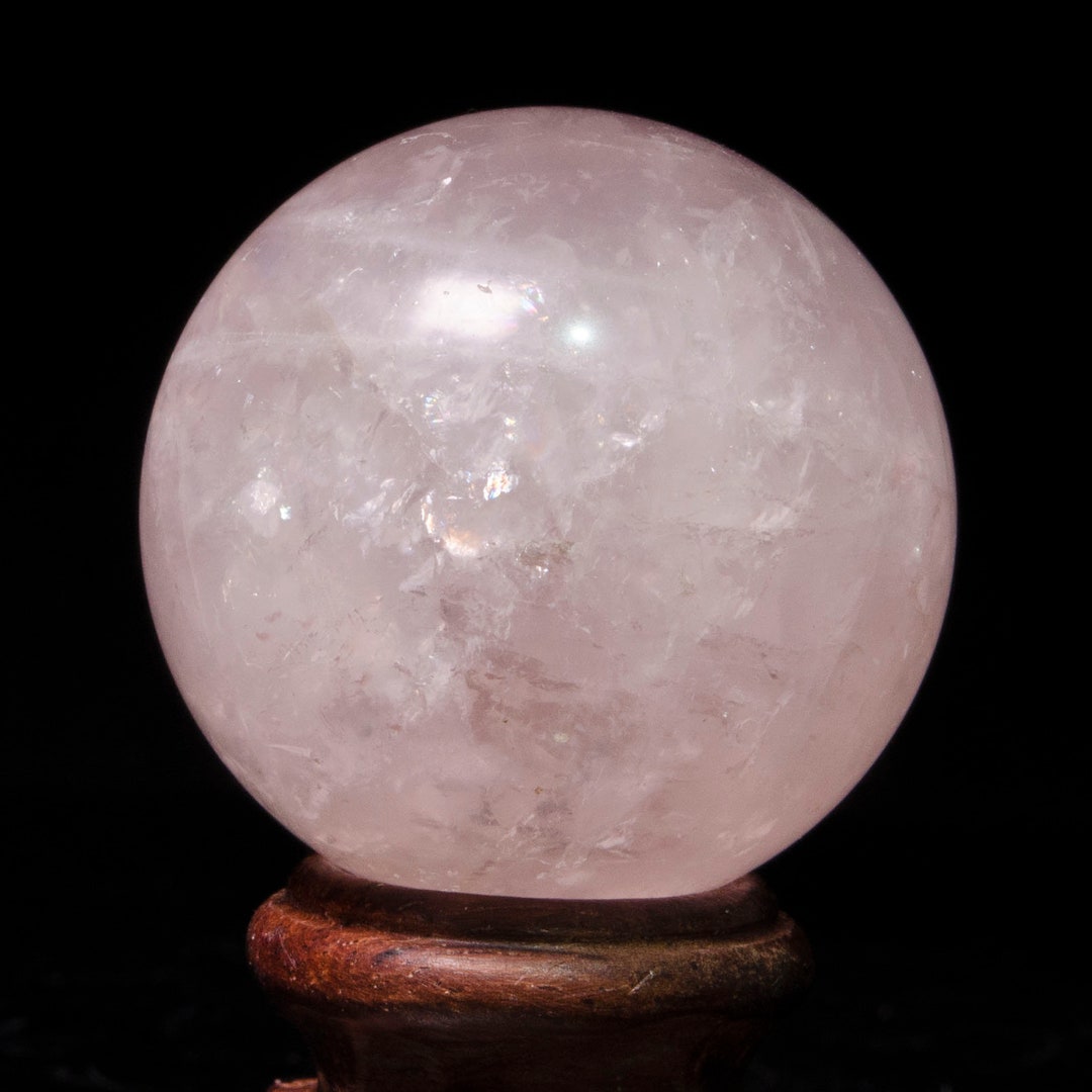 1.6"rainbow Pink Rose Quartz Crystal Sphere/pink Rose Crystal Ball/rose ...