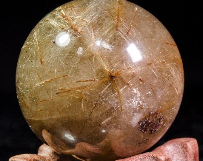 1.6"rare Gold Rutilated Quartz Ball/clear Quartz Ball/lodolite Included ...