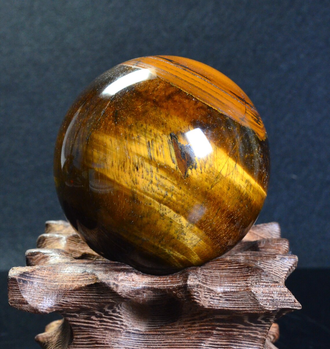 Natural Gold Tiger Eye Quartz Sphere,2.6inches Gold Light Crystal Stone ...
