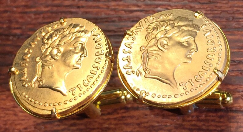 Ancient Roman Emperor Tiberius Gold Plated Rome Coin Cufflinks Gift Box ...