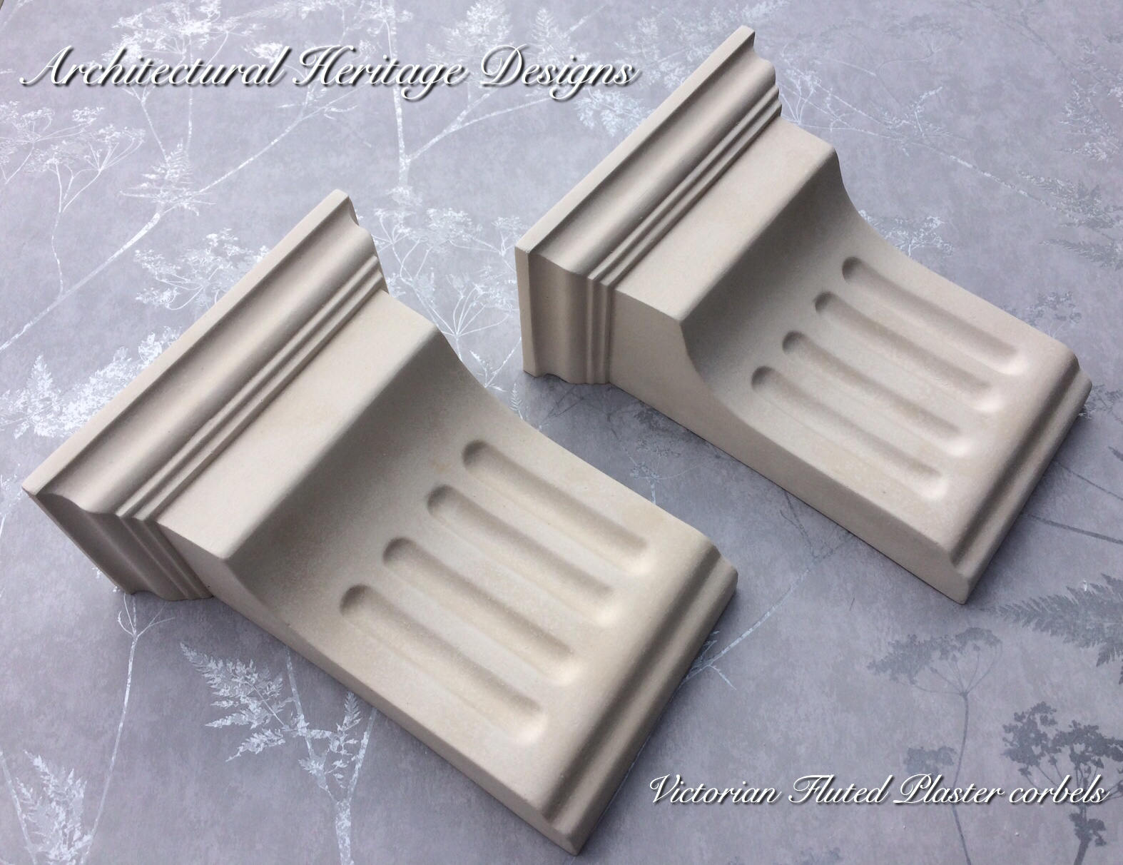 Two Small Handmade Victorian Plaster Fluted Corbels- H165mm X W130mm X ...