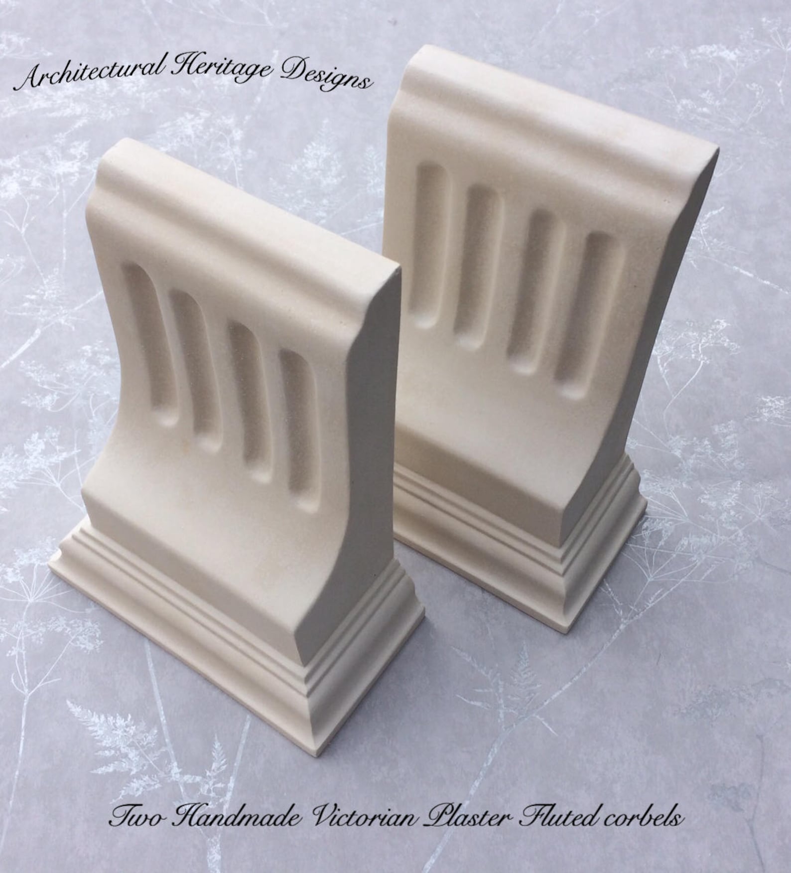 Two Small Handmade Victorian Plaster Fluted Corbels- H165mm X W130mm X ...