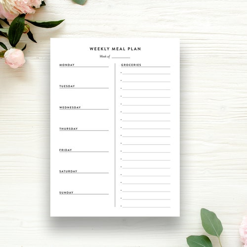 Weekly Meal Plan Notepad. Meal Planning. Modern Notepad. - Etsy