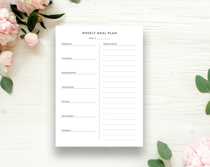 Weekly Meal Plan Notepad. Meal Planning. Modern Notepad. Writing Pad ...
