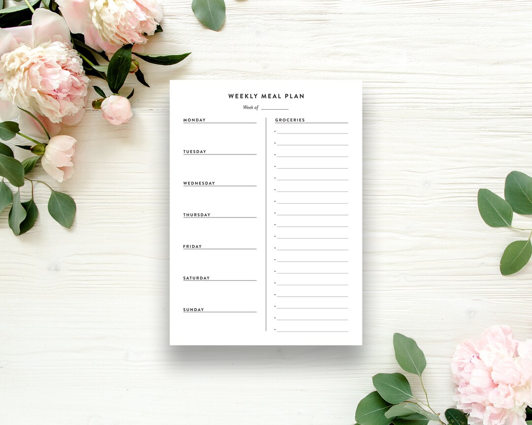 Weekly Meal Plan Notepad. Meal Planning. Modern Notepad. Writing Pad ...