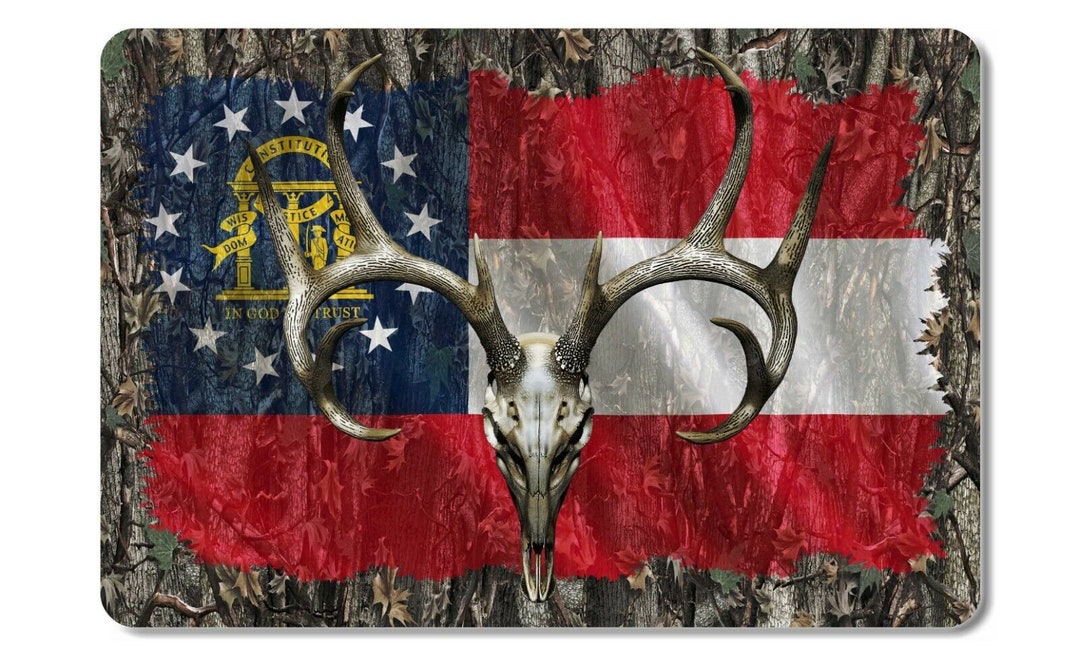 Georgia Flag White Tail Buck Deer Skull Hunting Sticker Decal - Etsy