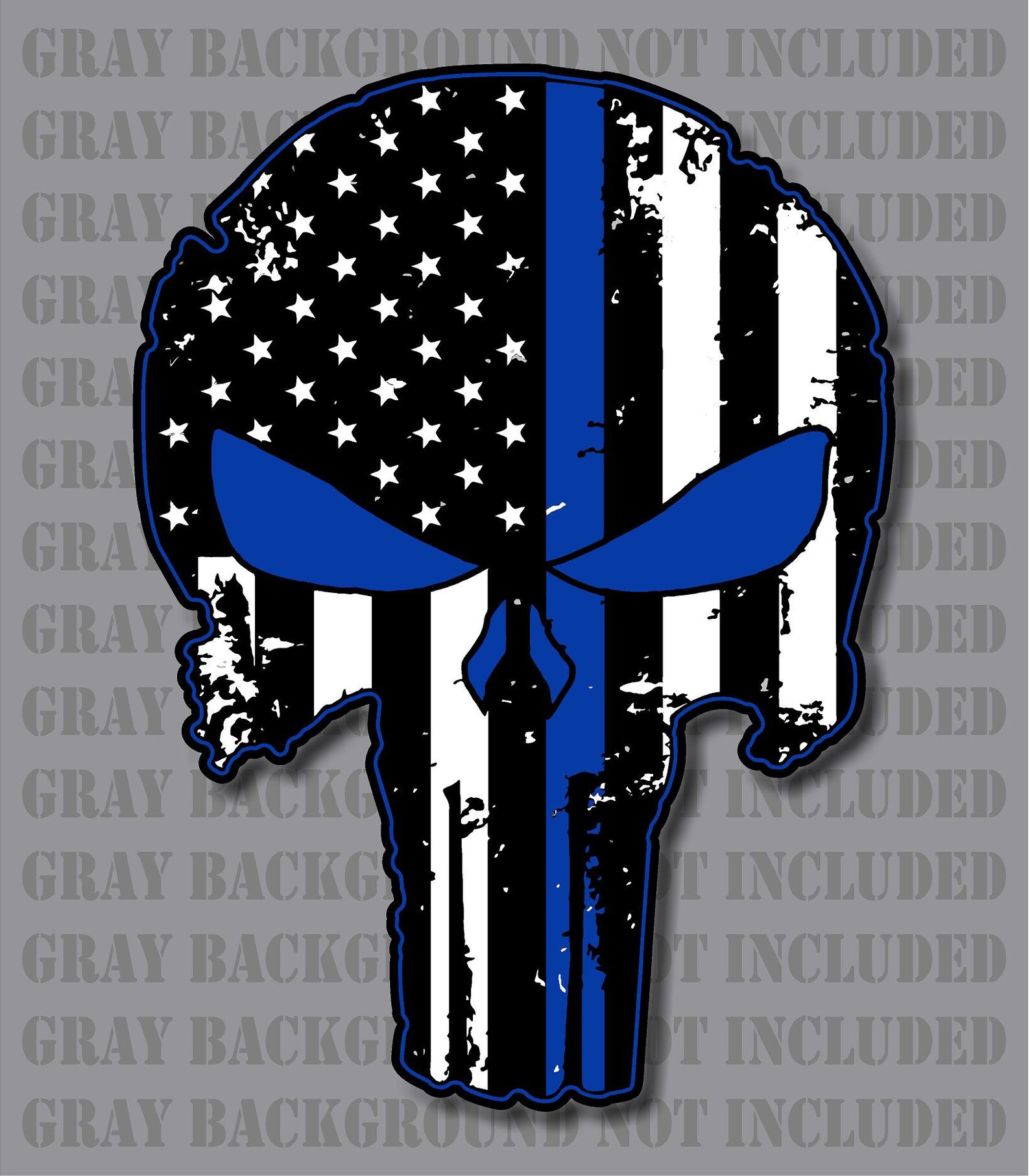 Nonreflective or Reflective Blue Line Skull American Flag - Etsy