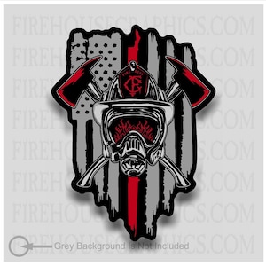 American Flag Thin Red Line Firefighter Halligan Axe Helmet SCBA Decal ...
