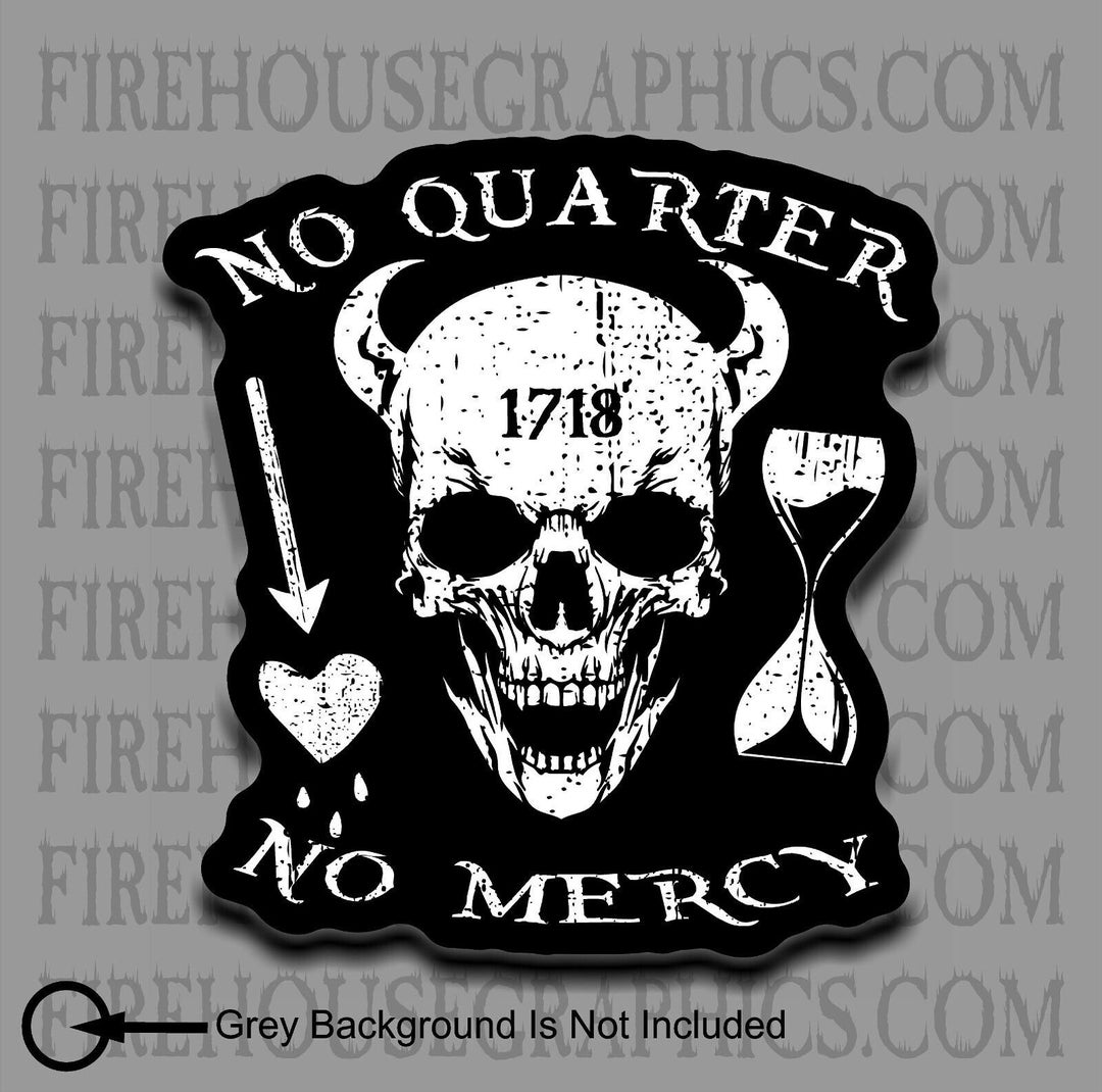 Blackbeard No Quarter No Mercy Edward Teach Pirate Flag Skull Sticker ...