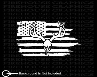 Whitetail Deer American Flag Decal - Etsy