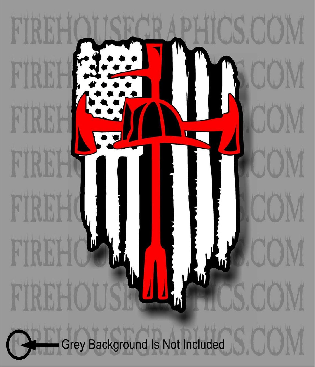 American Flag Thin Red Line Firefighter Halligan Axe Helmet Cross Decal ...