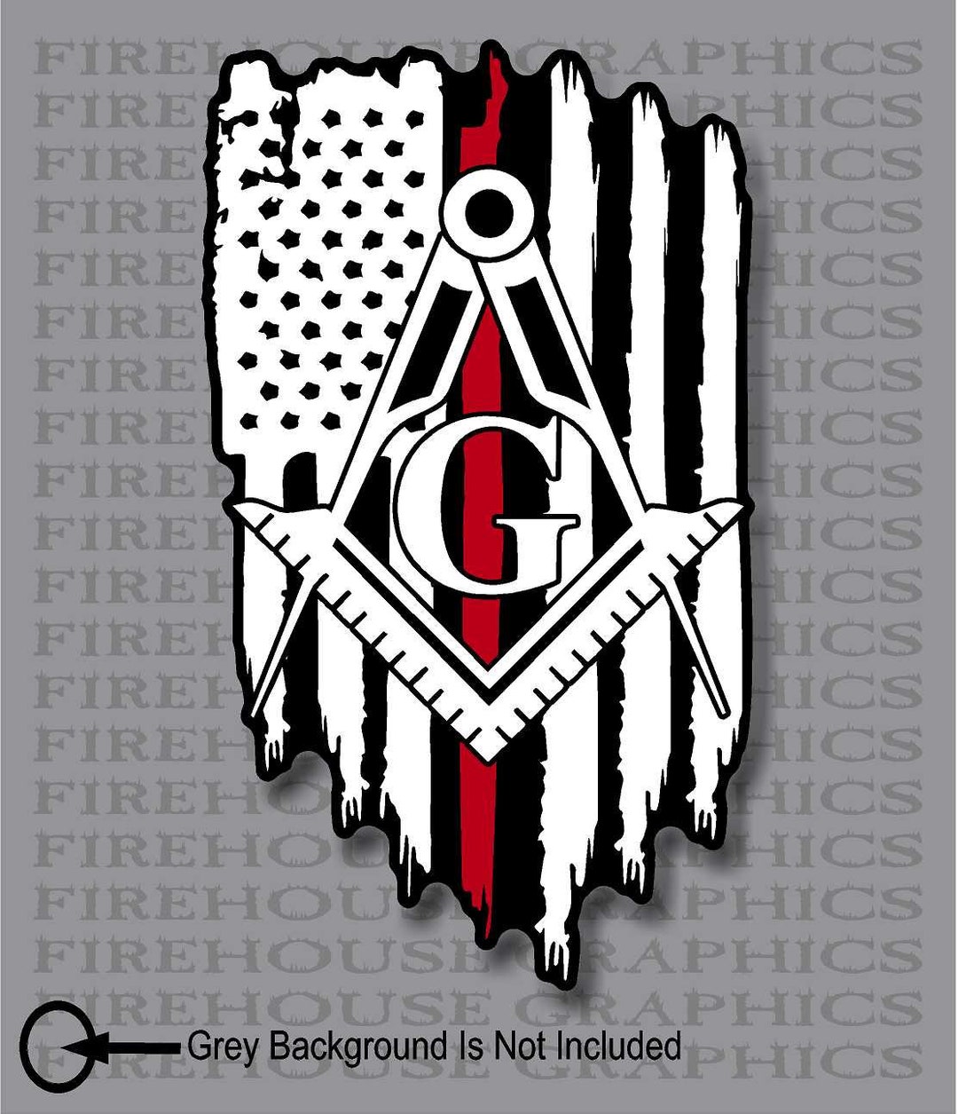 Thin Red Line Firefighter Masons Masonic Freemasons American Flag ...