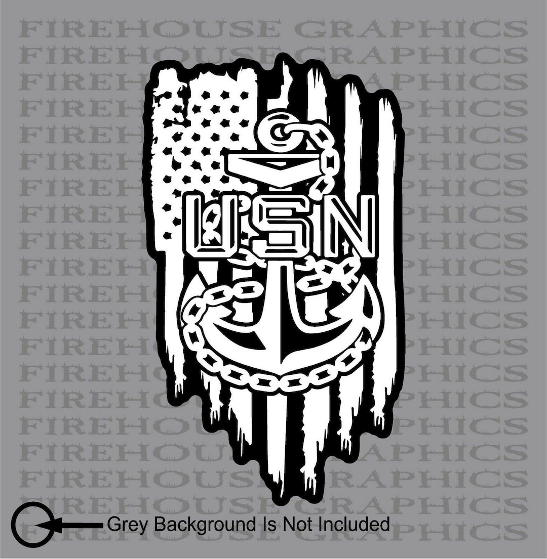 US Navy USN Veteran Sailor Anchor American Flag Weathered Vinyl Sticker ...