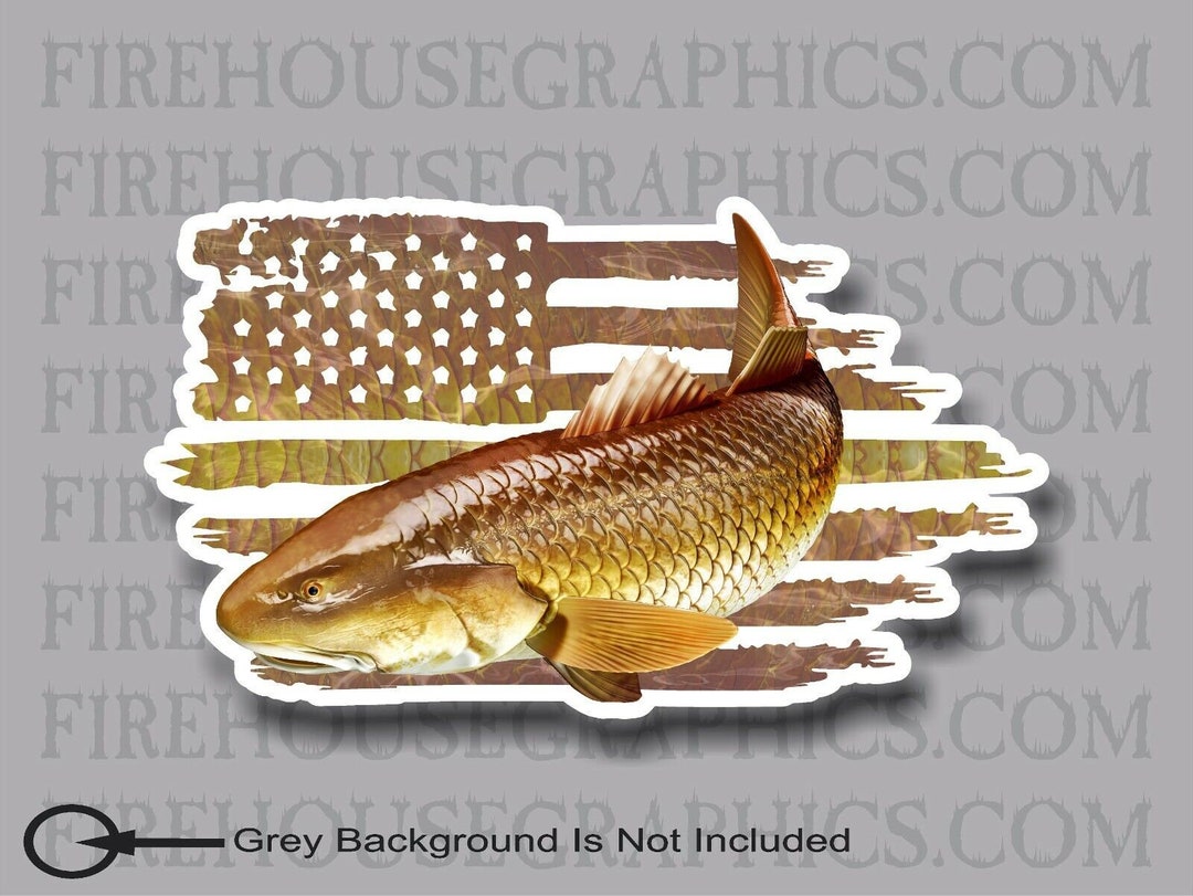 American Flag Redfish Spot Tail Bass Red Drum Fish Fishing Sticker ...