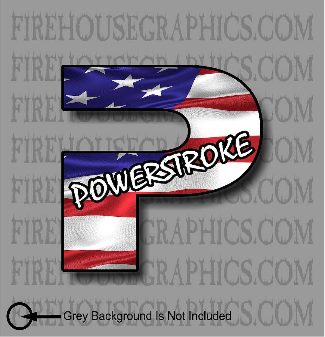 Ford Powerstroke Superduty Turbo Diesel P American Flag Window Sticker ...