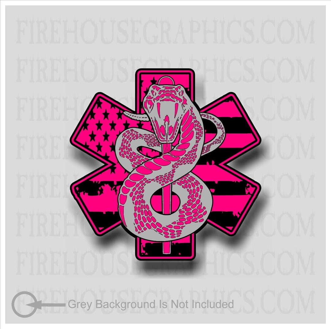 EMS Star of Life Pink EMT Paramedic Medic American Flag Sticker Decal ...