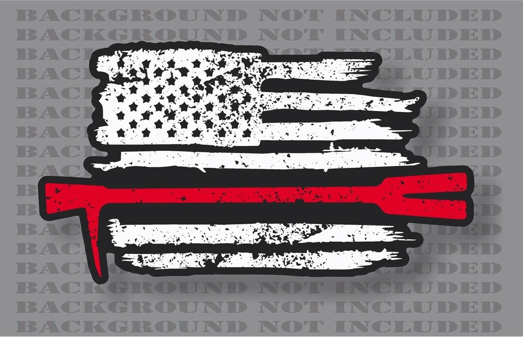 American Flag Thin Red Line Firefighter Halligan Axe Helmet Decal ...