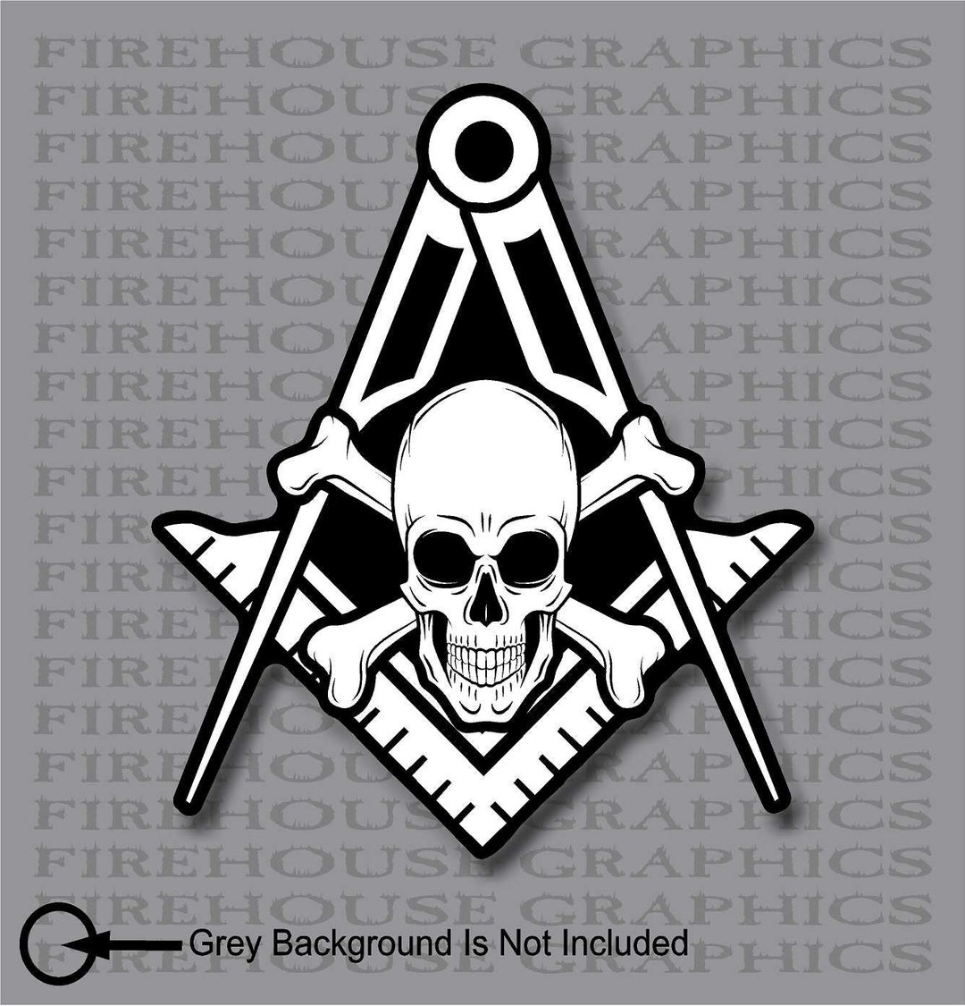 Skull and Cross Bones Square Compass Mason Masonic Freemason Decal ...
