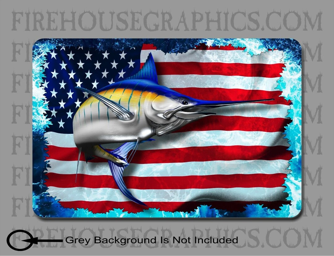 American Flag Blue Marlin Pelagic Offshore Fishing Sticker Decal - Etsy