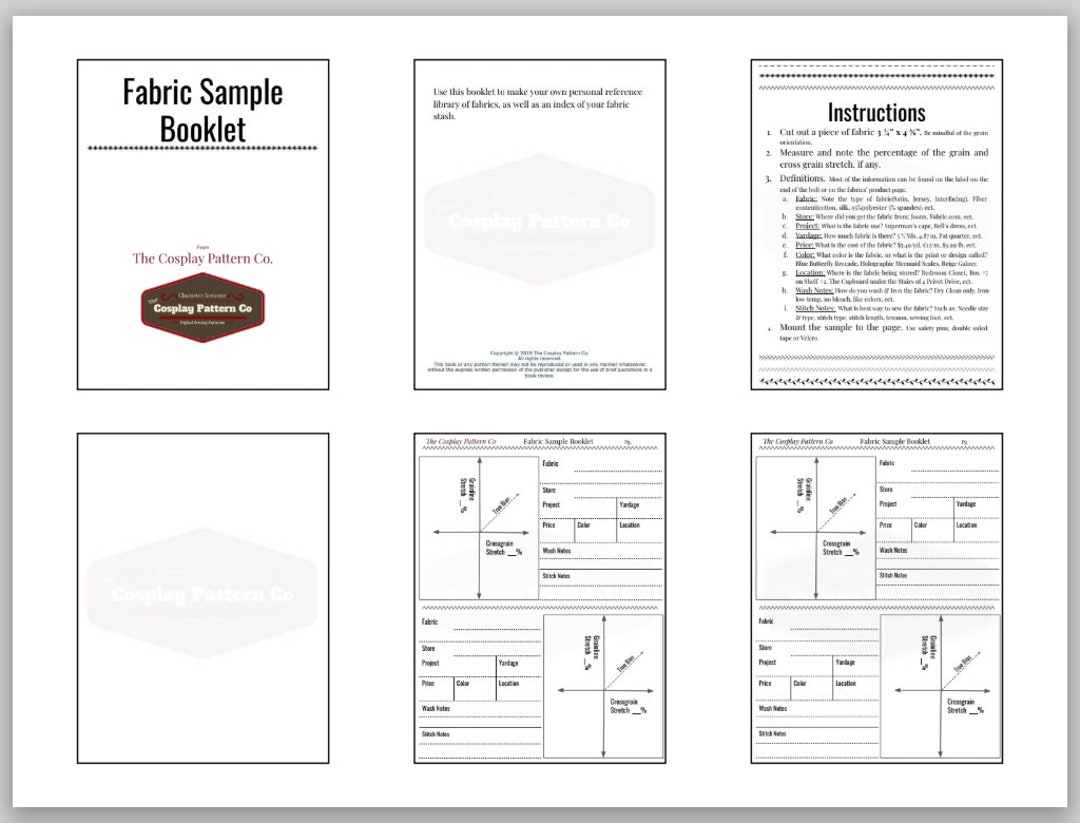 Sewing & Fabric Sample Booklet - for Beginners and Experts - PDF - US ...