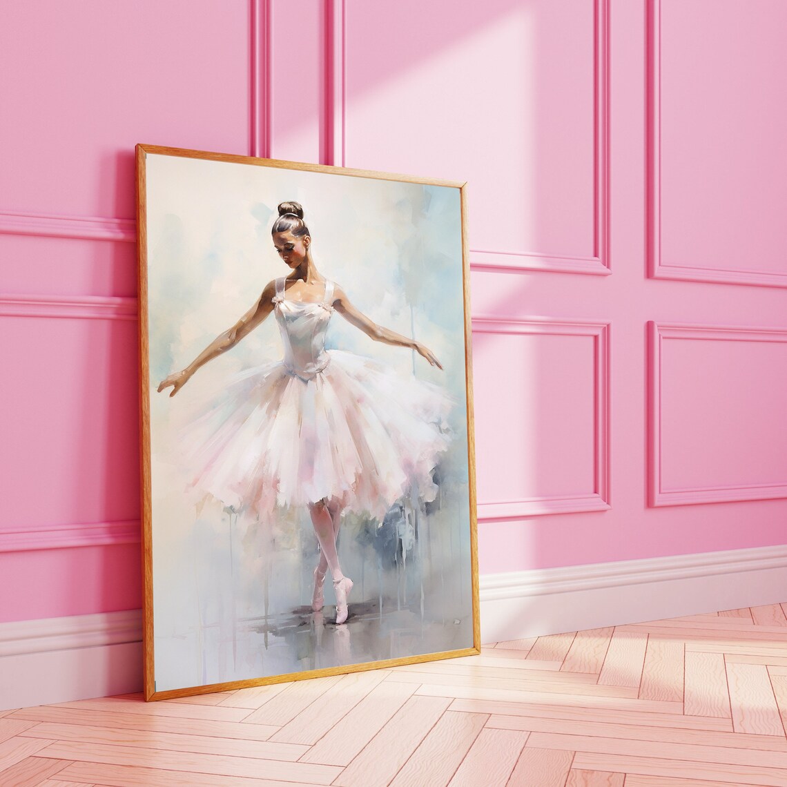 Pastel Blush Ballerina Dancer Print Ballet Watercolor Preppy Painting ...