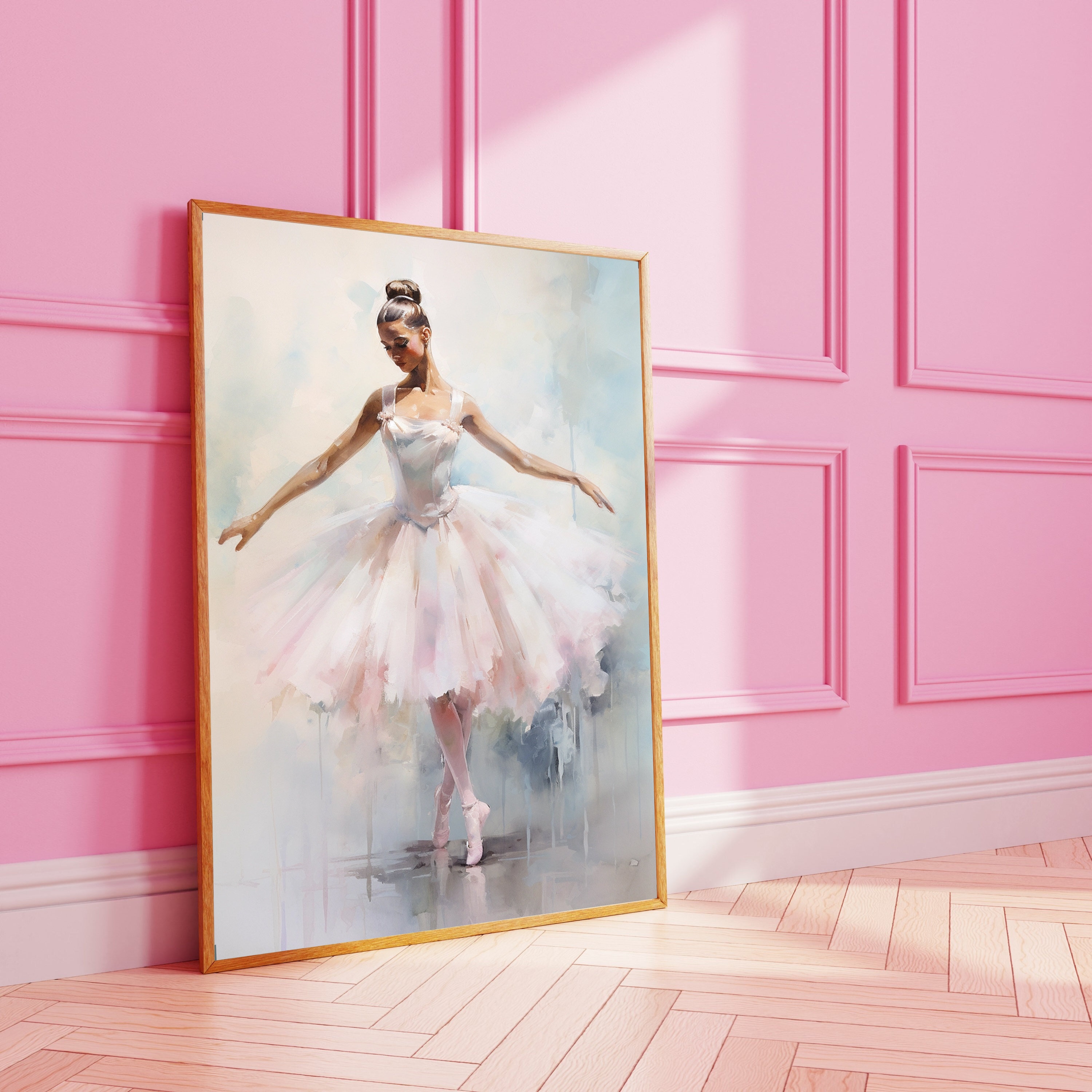 Pastel Blush Ballerina Dancer Print Ballet Watercolor Preppy Painting ...