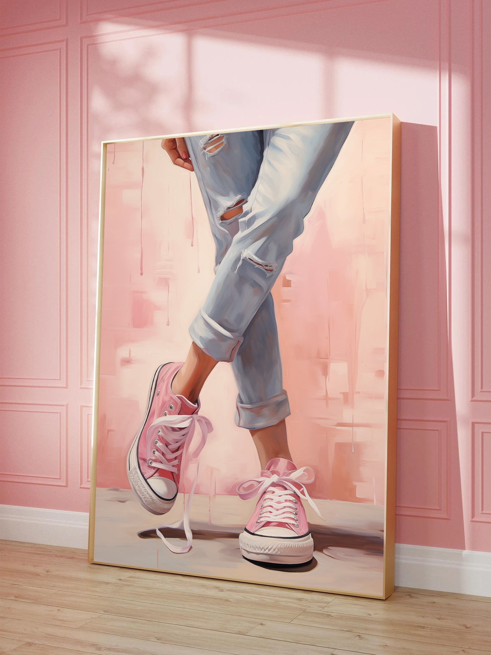 Pink Converse Sneakers Print Pastel Blush Shoes Preppy Poster ...