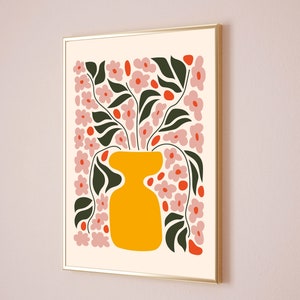 Flower Market Poster Print Floral Vase Pink Yellow Blush Preppy Modern ...