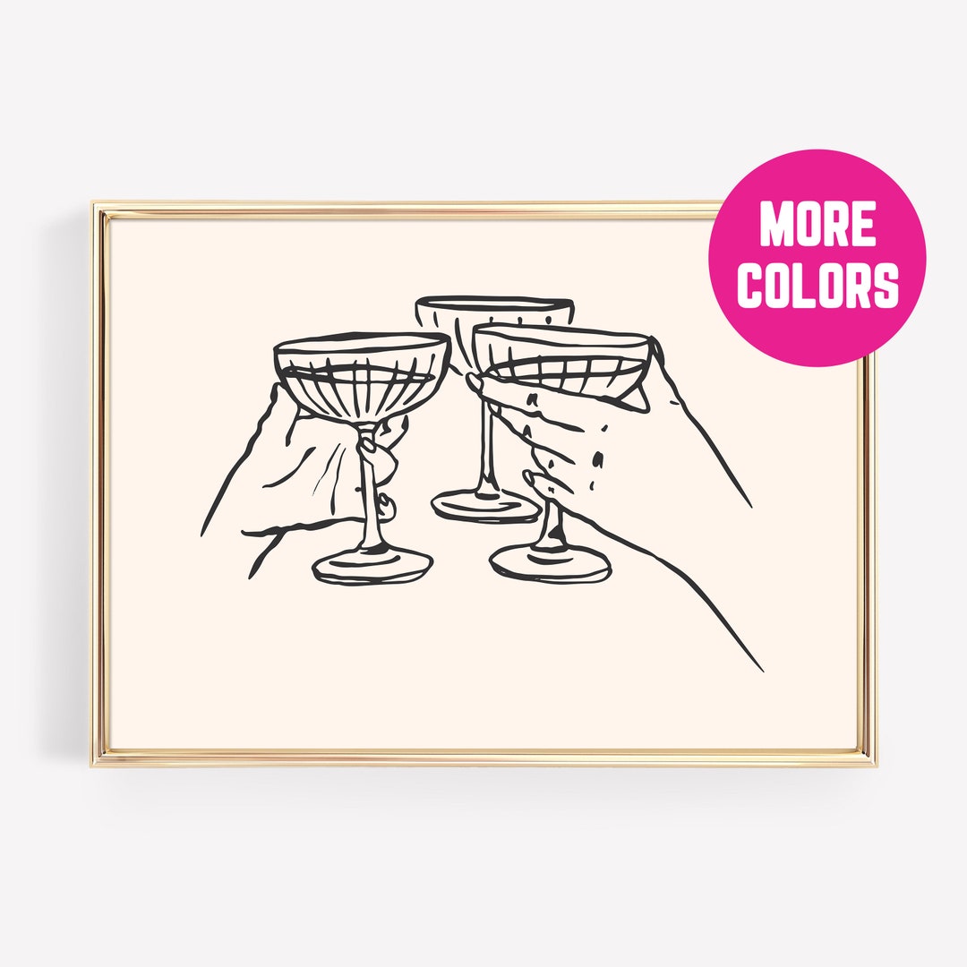 Cheers Print Drink Celebration Drawing Girly Preppy Pink College Boho ...