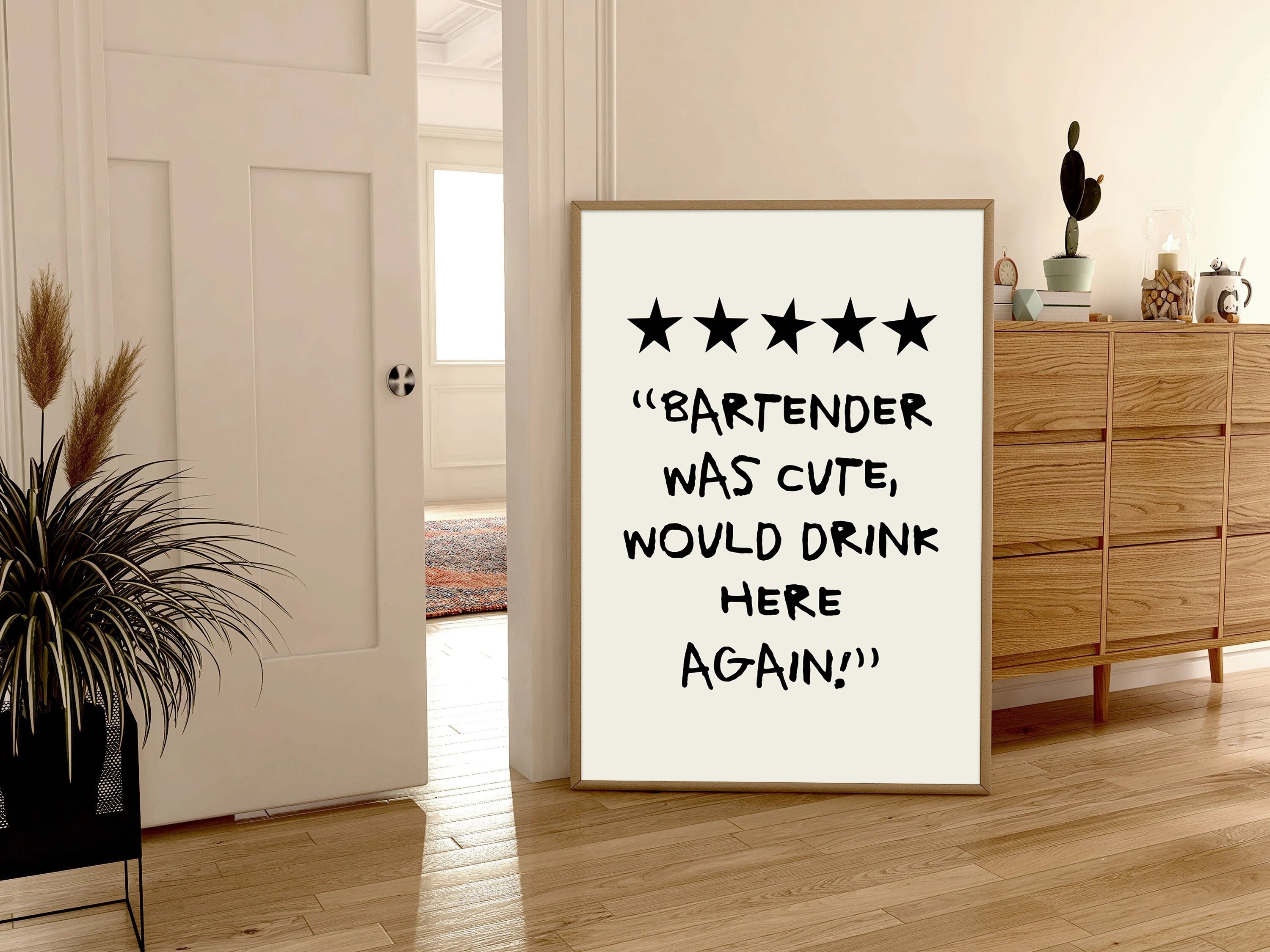 Bartender Was Cute Quote Print Bar Cart Typography Wall Art Preppy ...