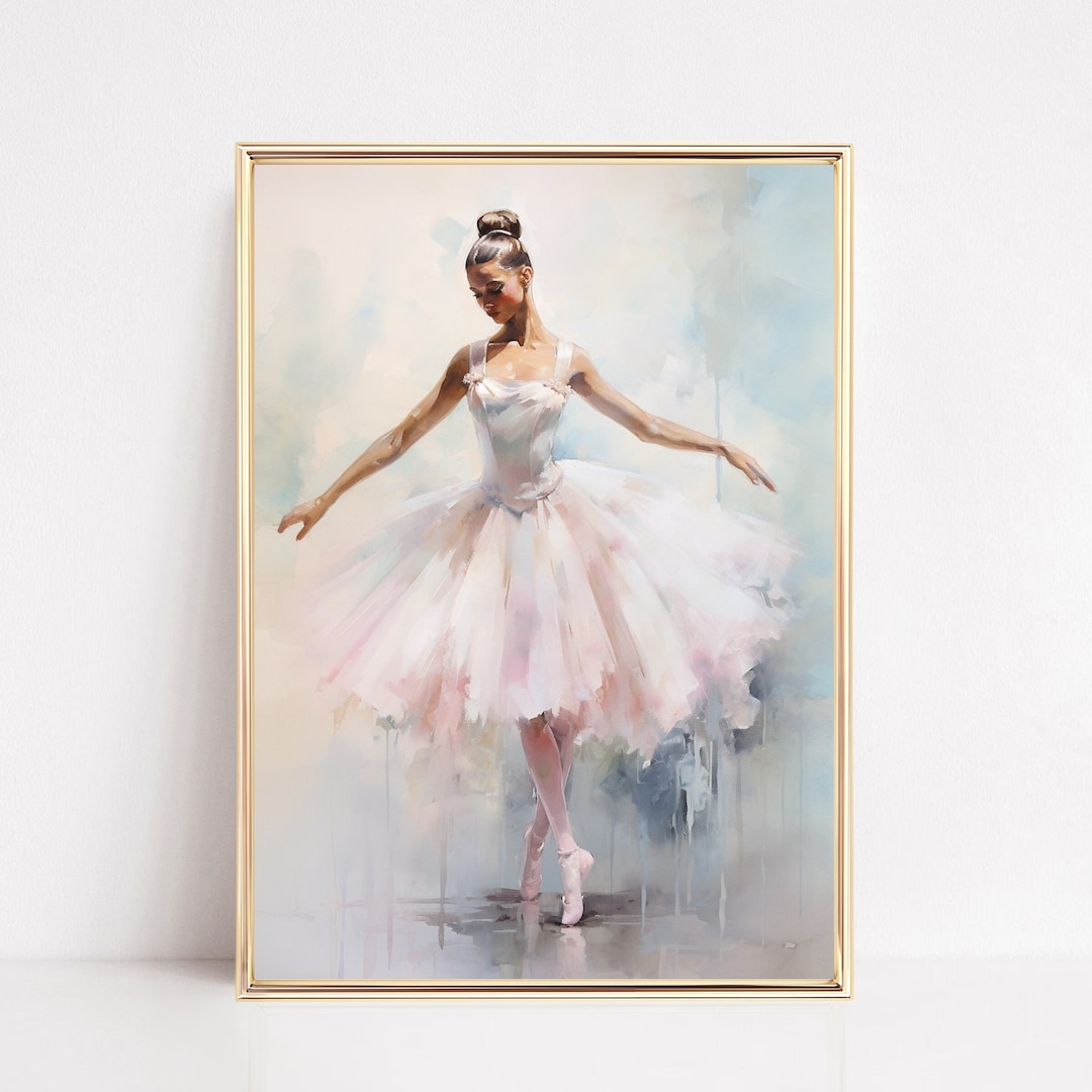 Pastel Blush Ballerina Dancer Print Ballet Watercolor Preppy Painting ...