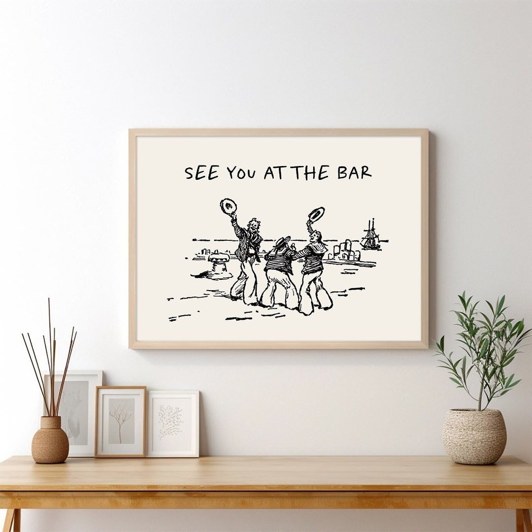 See You at the Bar Print Vintage Sailors Drink Poster Liquor Preppy ...