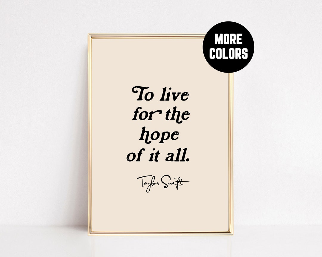 Taylor Swift Quote Print Song Typography Y2k Girly Preppy Swiftie Merch ...