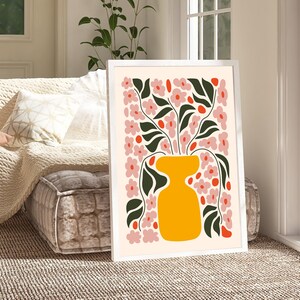 Flower Market Poster Print Floral Vase Pink Yellow Blush Preppy Modern ...