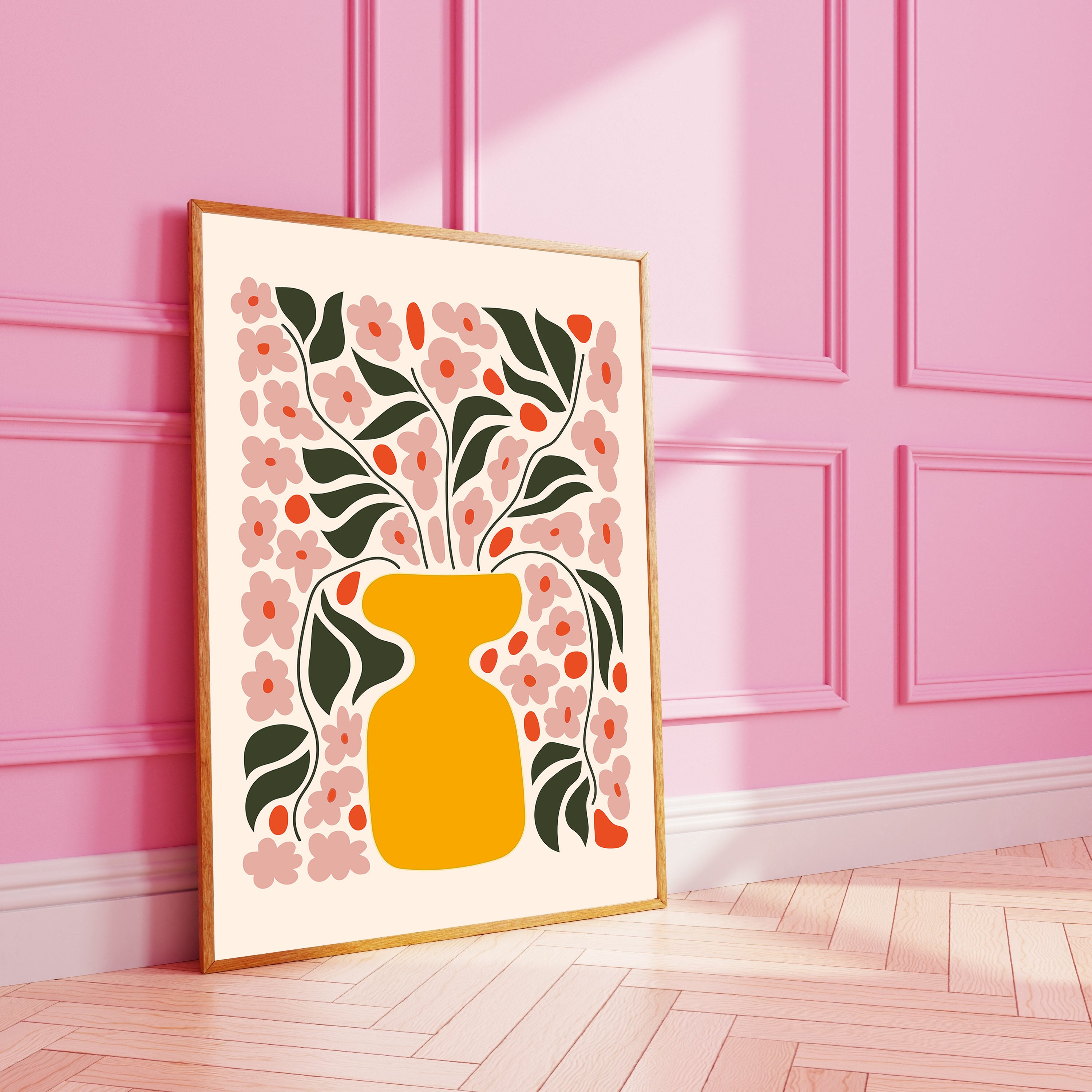 Flower Market Poster Print Floral Vase Pink Yellow Blush Preppy Modern ...