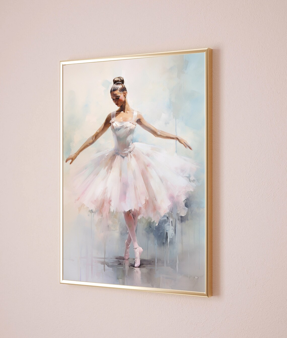 Pastel Blush Ballerina Dancer Print Ballet Watercolor Preppy Painting ...