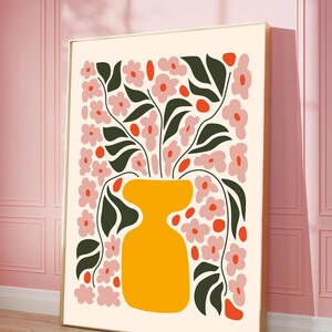 Flower Market Poster Print Floral Vase Pink Yellow Blush Preppy Modern ...