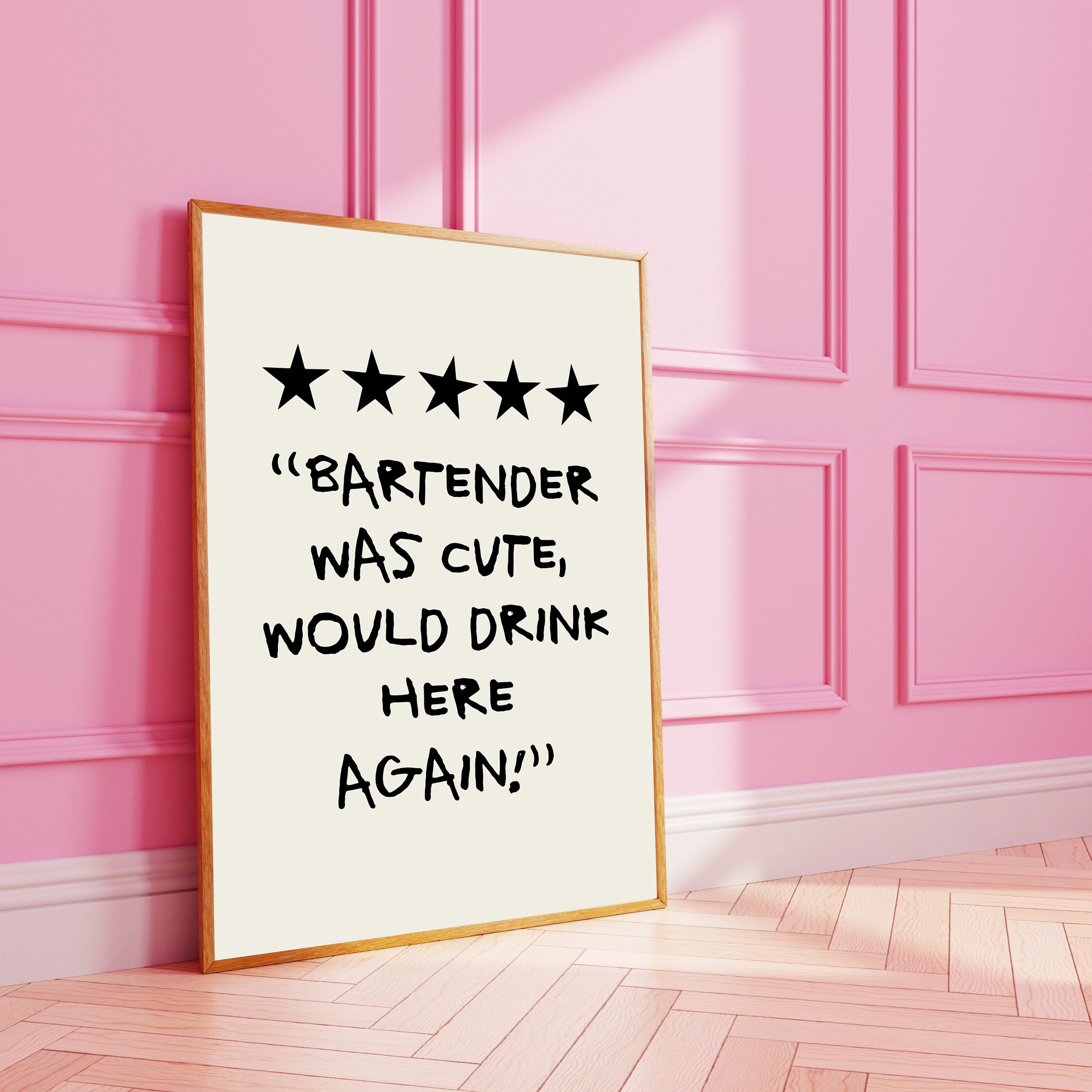 Bartender Was Cute Quote Print Bar Cart Typography Wall Art Preppy ...