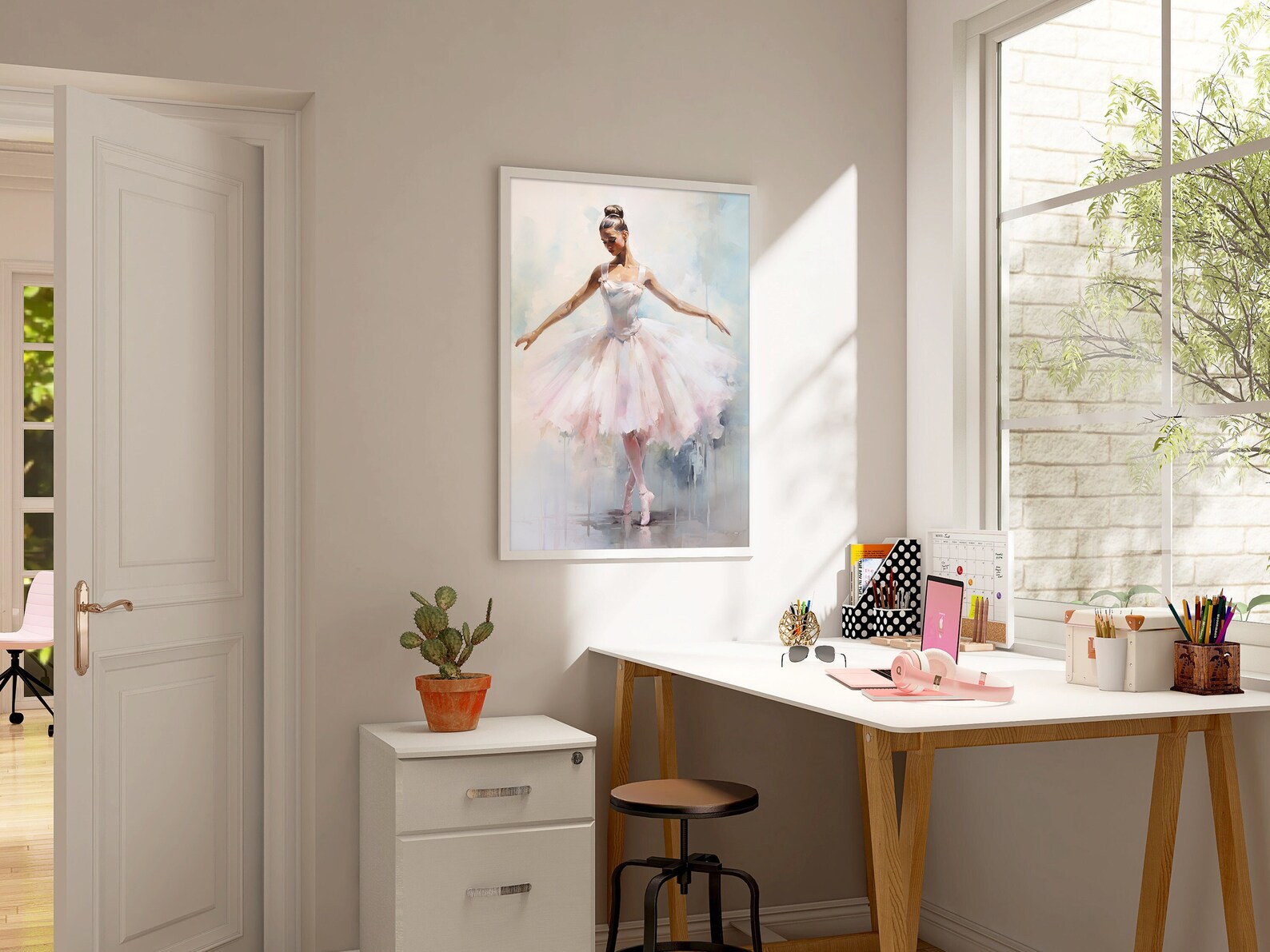 Pastel Blush Ballerina Dancer Print Ballet Watercolor Preppy Painting ...