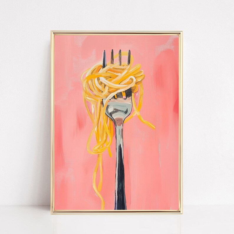 Pasta Print Spaghetti Lover Gift Pastel Girly Preppy Room Poster Boho ...