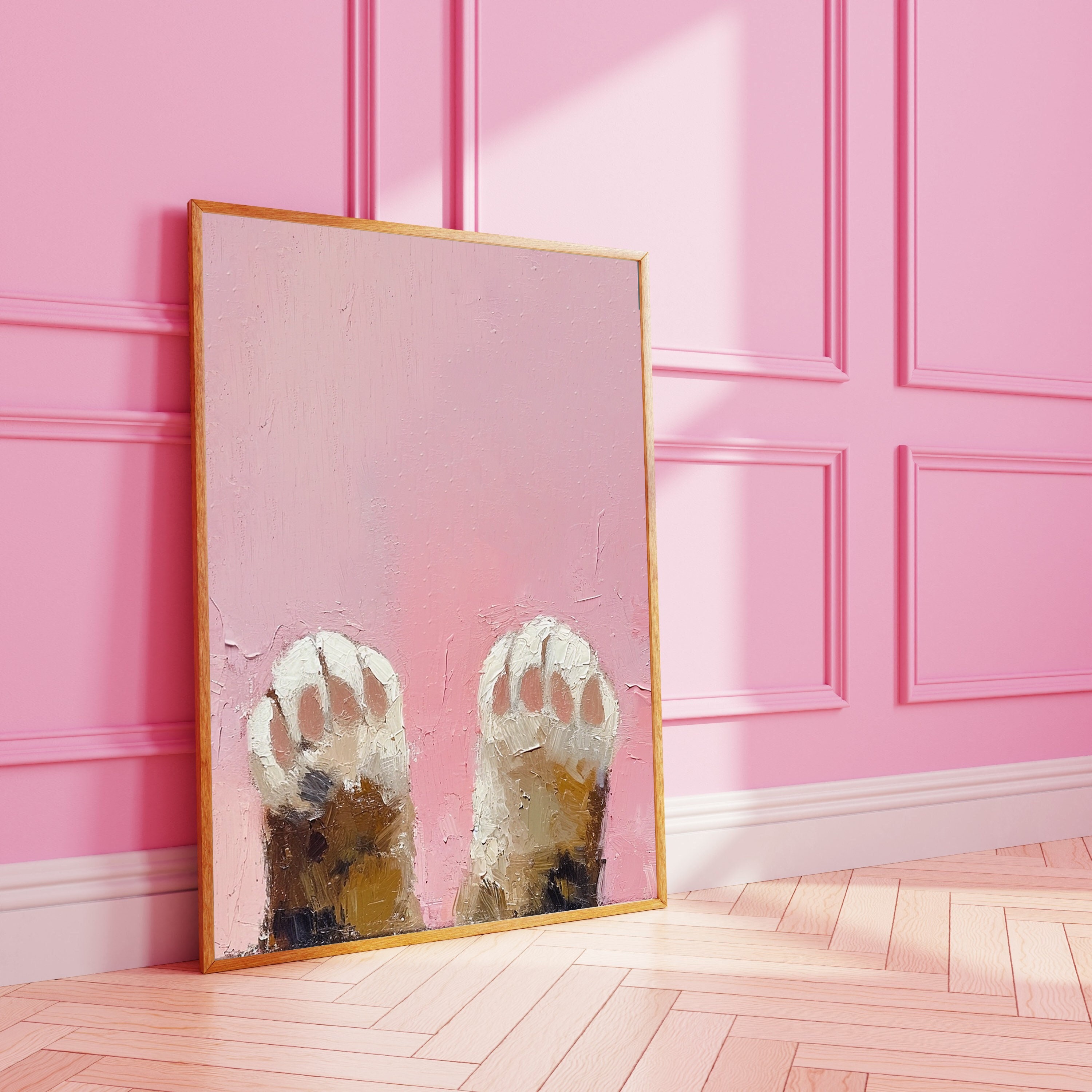 Cat Paws Pink Print Animal Preppy Poster Toe Beans Maximalist Painting ...