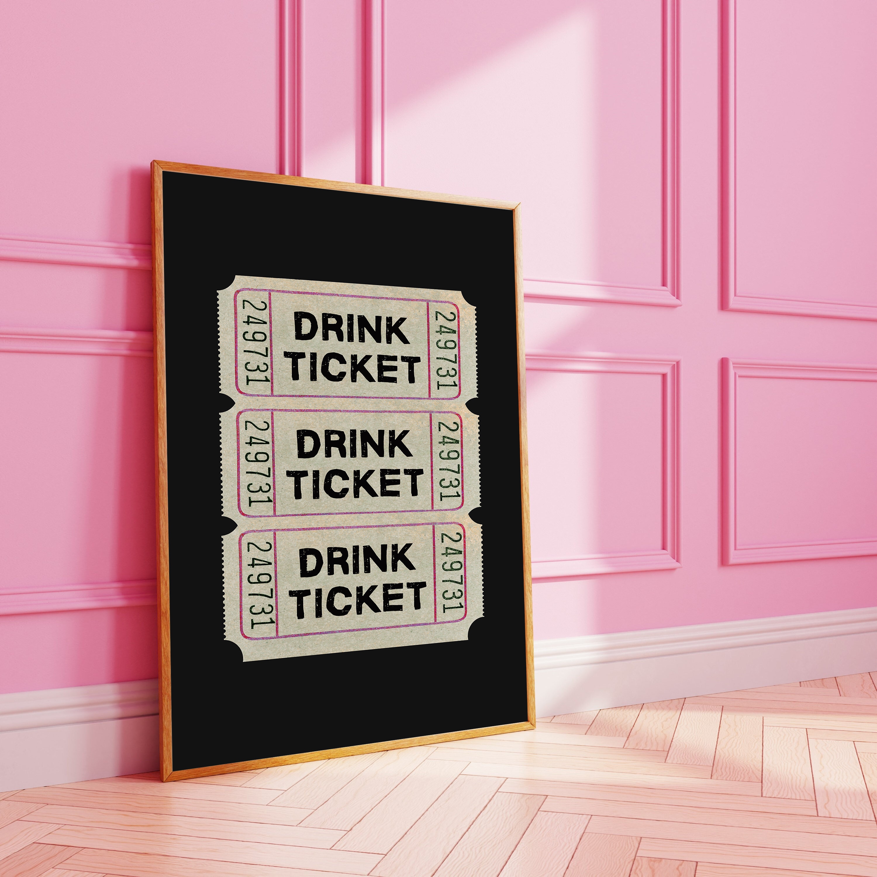 Drink Ticket Print Typography Poster Vintage Ticket Preppy Retro Bar ...