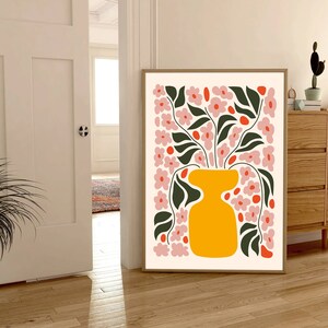 Flower Market Poster Print Floral Vase Pink Yellow Blush Preppy Modern ...