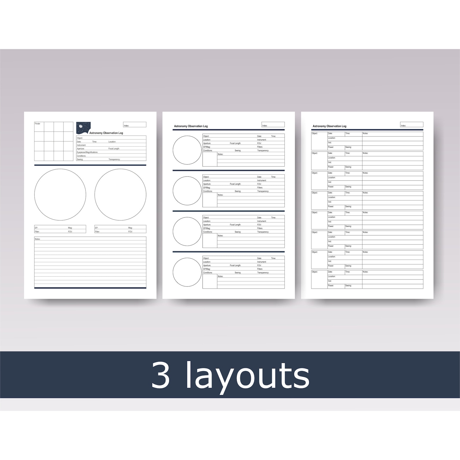 Astronomy Observation Log Sheet PDF Form Astronomical Logbook | Etsy