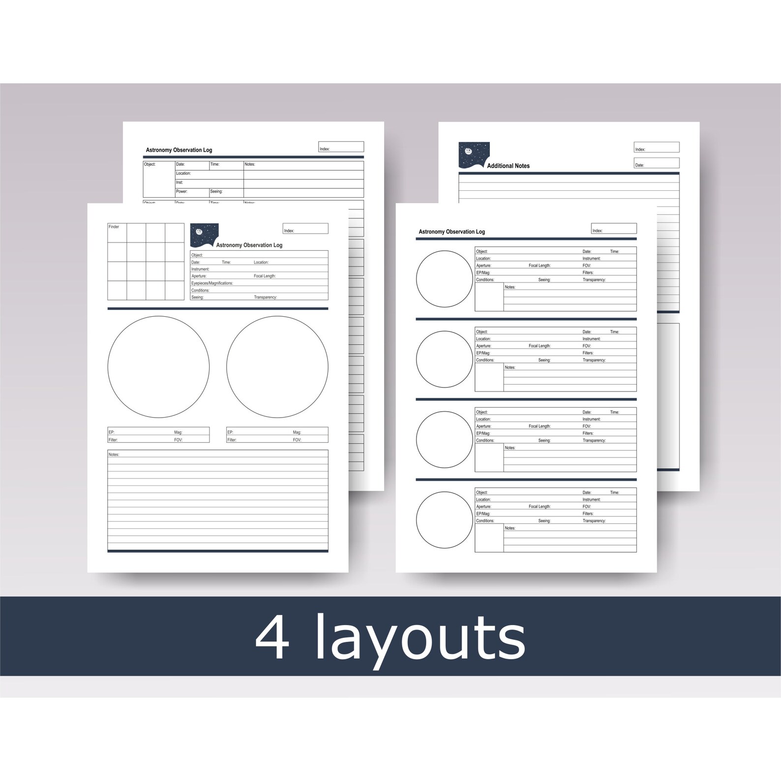 Astronomy Observation Log Book Template Printable Night Sky | Etsy