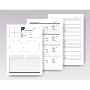 Astronomy Observation Log Sheet PDF Form Astronomical Logbook | Etsy