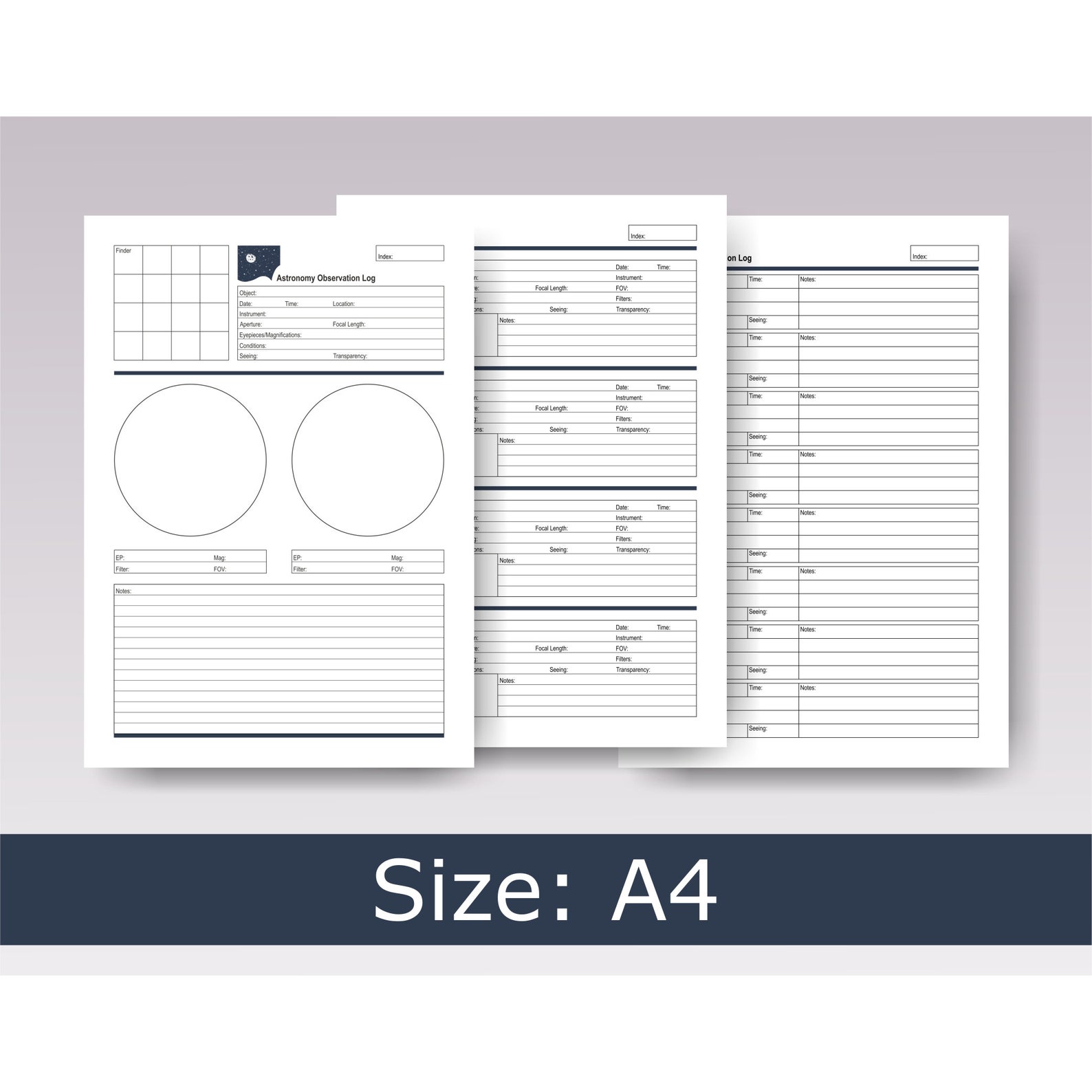 Astronomy Observation Log Sheet PDF Form Astronomical Logbook | Etsy
