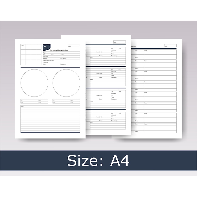 Astronomy Observation Log Sheet PDF Form Astronomical Logbook | Etsy