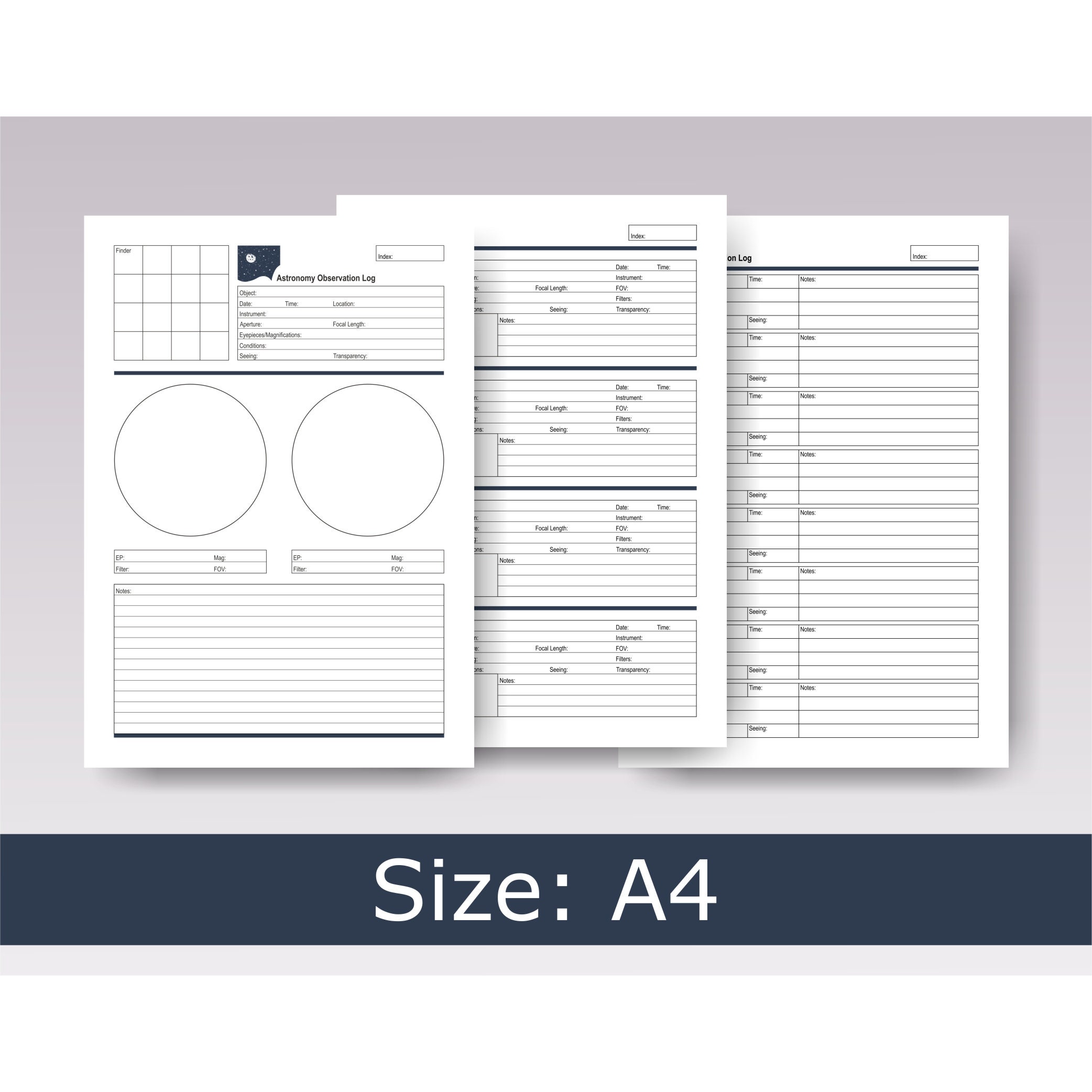 Astronomy Observation Log Sheet PDF Form Astronomical Logbook | Etsy